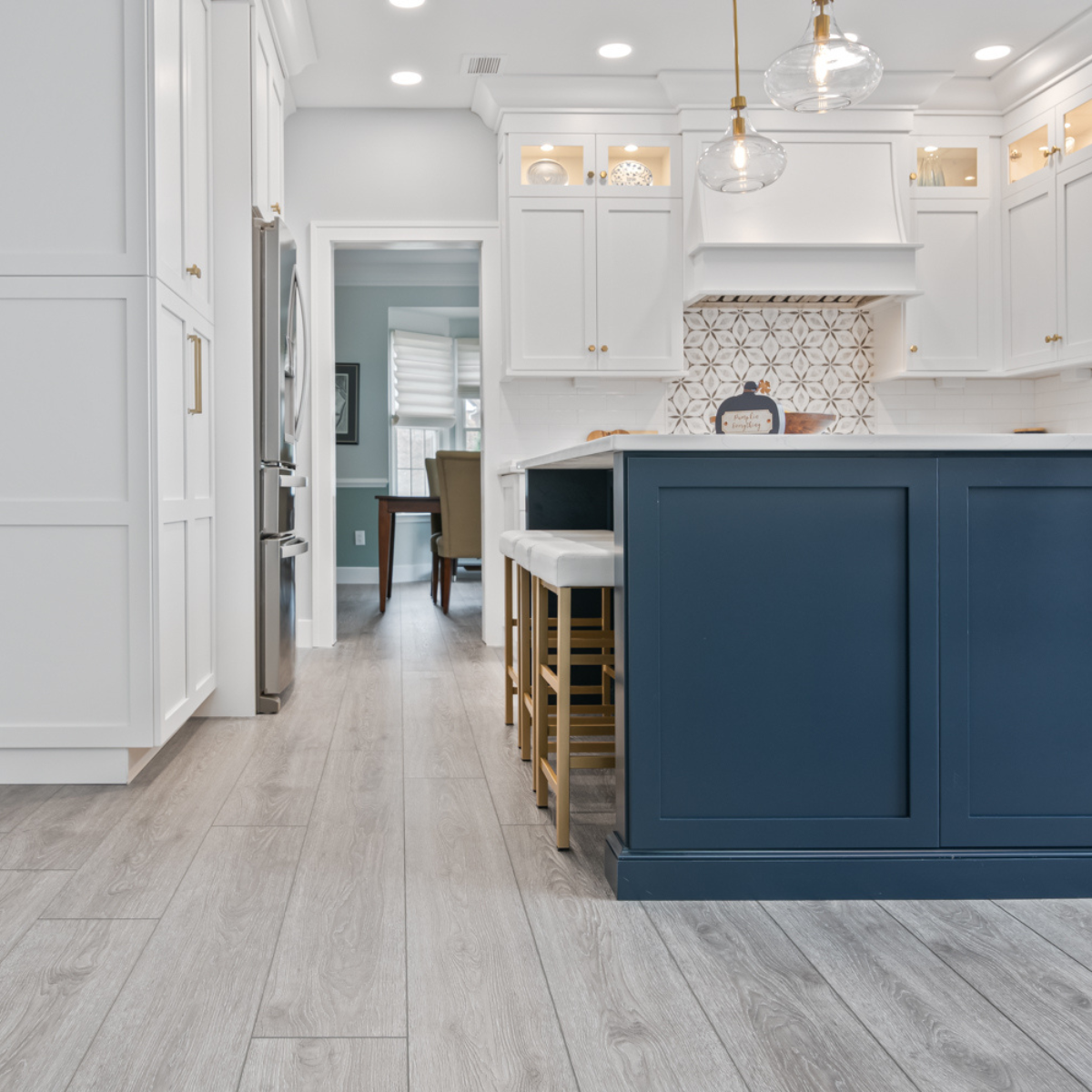 Light Grey Wire-Brushed Luxury Vinyl Plank Flooring | Arlo | Flooret ...