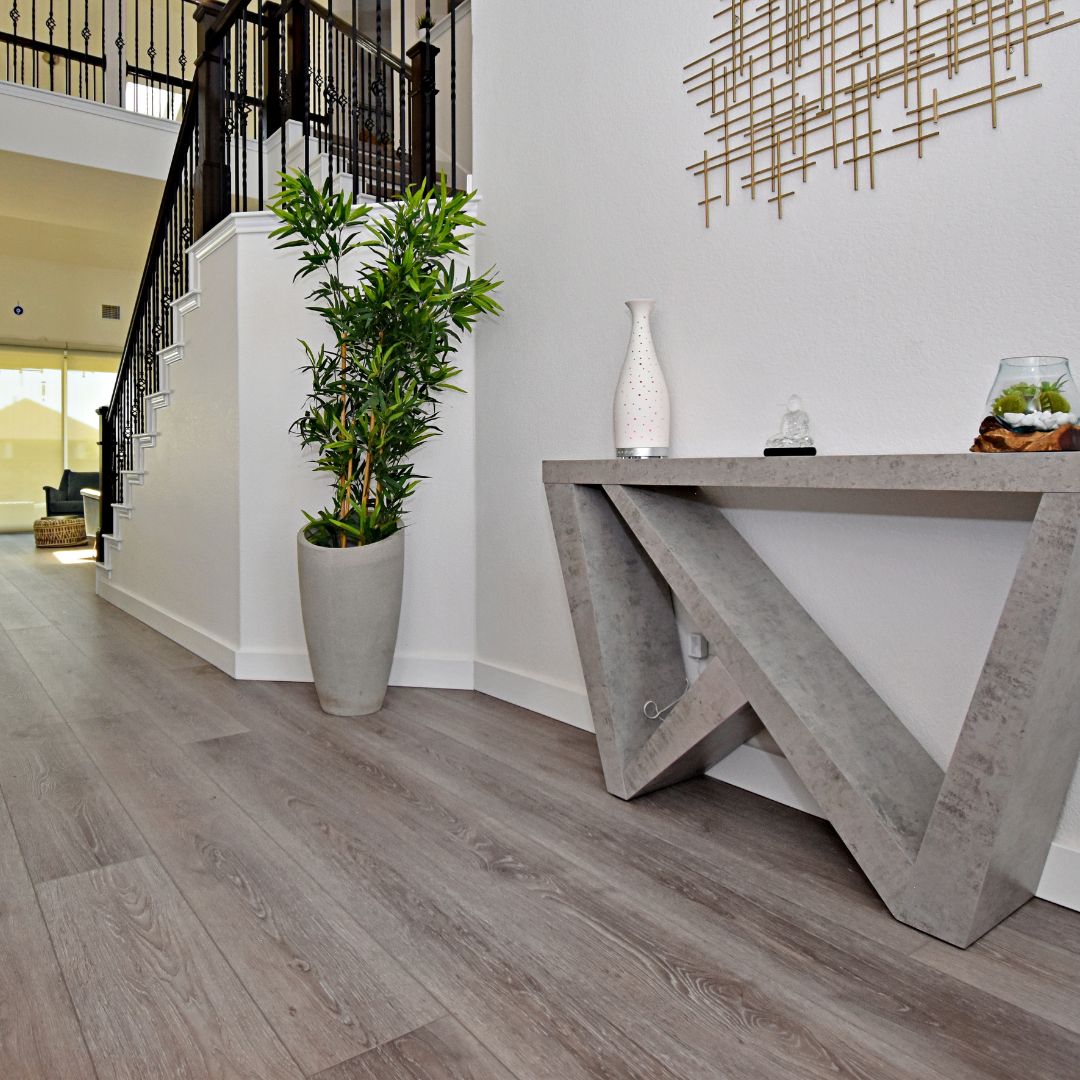 Light Grey Wire-Brushed Luxury Vinyl Plank Flooring | Arlo | Flooret ...