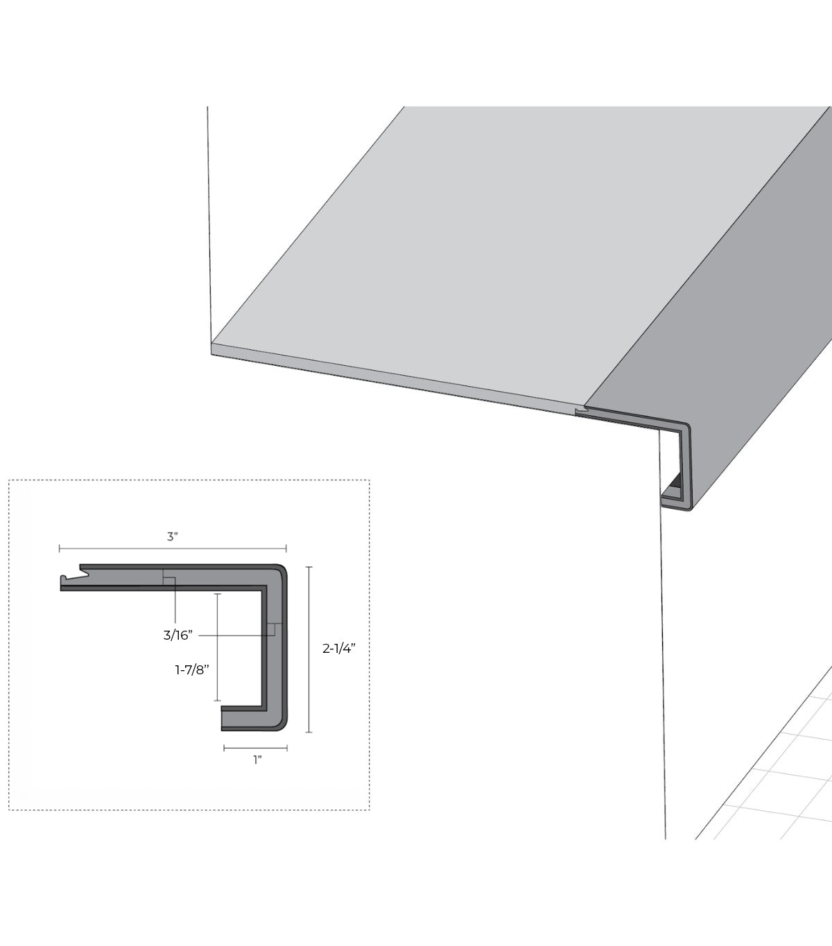 Square Nosing Stair Piece | Modin Base | Flooret - Flooret
